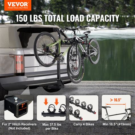 Vevor Hitch Monteret Cykelstativ 4 Cykelholderstativ 150 Lbs