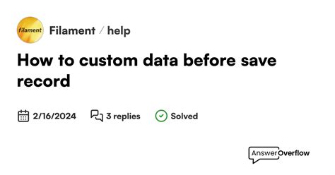How To Custom Data Before Save Record Filament