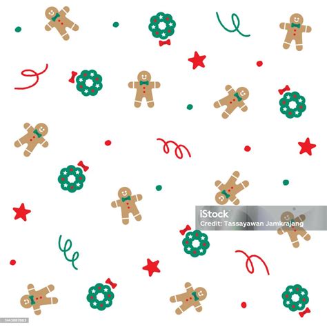 귀여운 메리 크리스마스 화환 진저 브레드 남자 스타 색종이 요소 Ditsy 뿌린다 샤인 작은 물방울 무늬 스프링 라인 추상