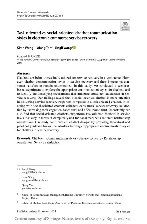 Task Oriented Vs Social Oriented Chatbot Communication Styles In