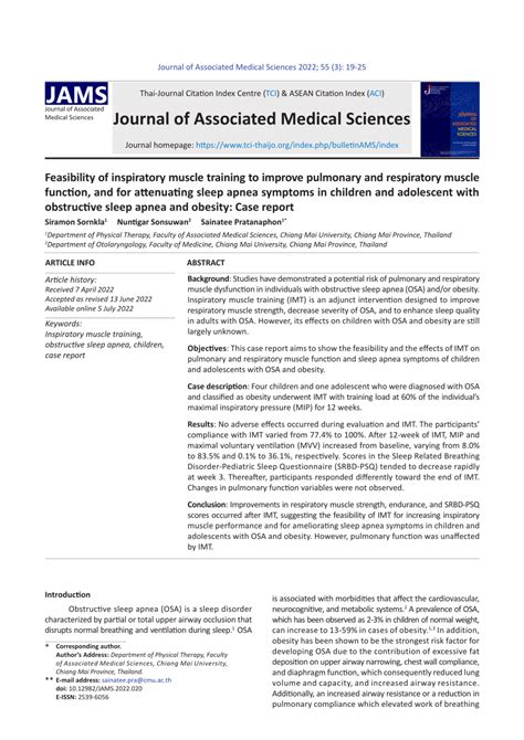 Pdf Feasibility Of Inspiratory Muscle Training To Improve Pulmonary And Respiratory Muscle