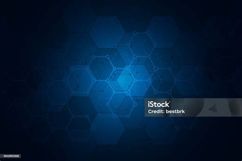 6 각형 요소에서 추상적인 과학 개념입니다 육각형 패턴 다각형 기하학적 디자인입니다 하이테크 디지털 배경 벡터 일러스트 레이 션입니다 개념에 대한 스톡 벡터 아트 및 기타