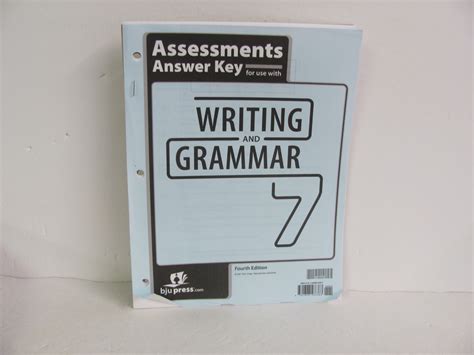 Writing And Grammar 7 Bju Press Test Key Pre Owned 7th Grade Language