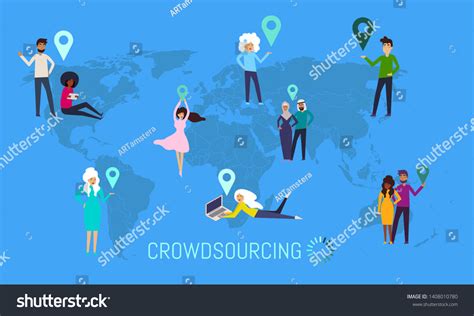 Design Concept Crowdsourcing World Map Different Stock Vector Royalty