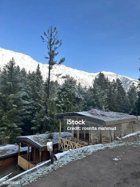 Pemandangan Di Pegunungan Pondok Gunung Yang Indah Pepohonan Rimbun Di Lereng Pegunungan Dengan