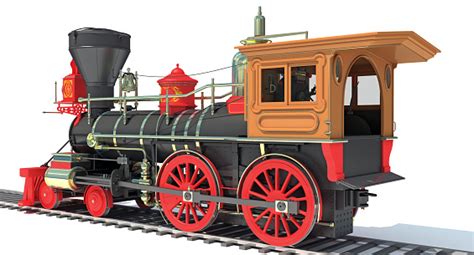 증기 기관차 기차 흰색 배경에 3d 렌더링 3차원 형태에 대한 스톡 사진 및 기타 이미지 3차원 형태 강철 개척시대의 서부 Istock