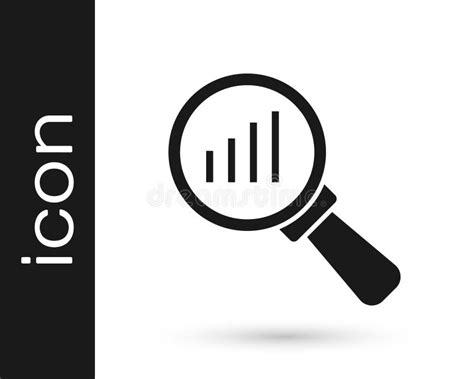 Black Magnifying Glass And Data Analysis Icon Isolated On White Background Vector Stock Vector