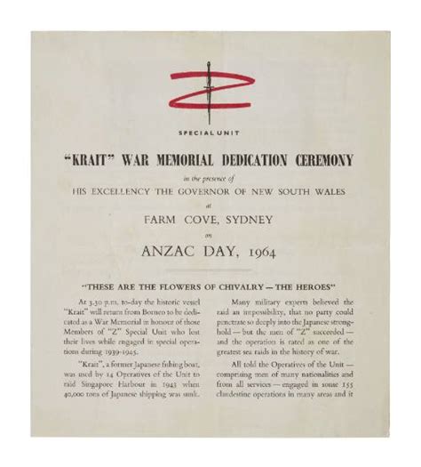 Krait War Memorial Dedication Ceremony Program Works Collections