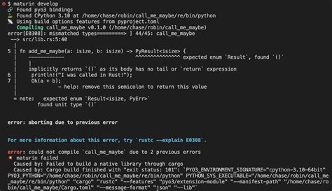 `maturin Develop` Doesnt Include Text Color From Rust Build Errors · Issue 1576 · Pyo3maturin