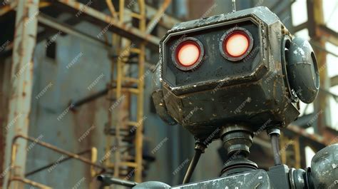 Premium Photo A Rusty Robot Stands In An Abandoned Factory The Robots