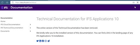 IFS 10 Technical Documentation Removed From Docs Ifs Com IFS Community
