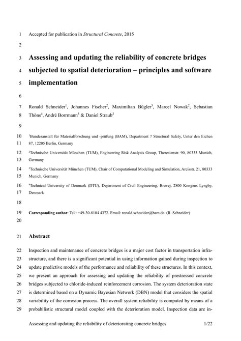 Pdf Assessing And Updating The Reliability Of Concrete Bridges Subjected To Spatial