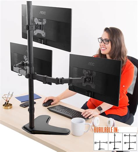Stand Steady Triple Monitor Desk Stand With Tabletop Base