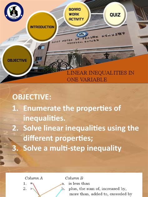 Lesson 1 Linear Inequalities In One Variable Pdf Equations Inequality Mathematics