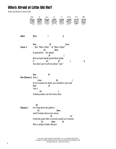 Whos Afraid Of Little Old Me By Taylor Swift Guitar Chordslyrics