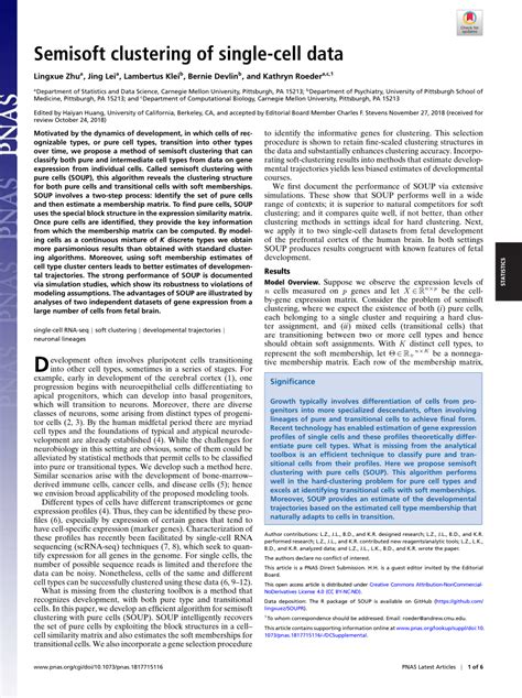 Pdf Semisoft Clustering Of Single Cell Data