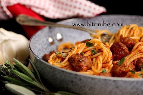 Спагети с наденица и доматен сос Домашни хитрини Колбаса Кухня Паста