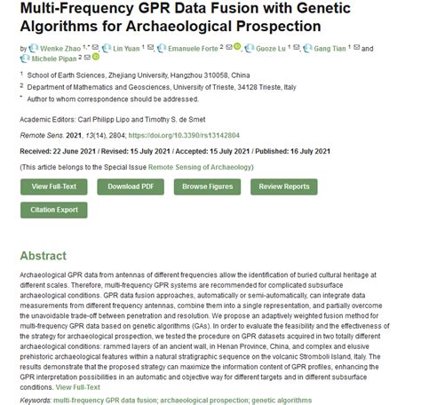 Multi Frequency Gpr Data Fusion With Genetic Algorithms For Archaeological Prospection Esplora Srl