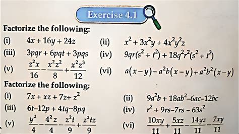 Exercise 4 1 Class 9 Maths Sindh Board Factorization Class 9 Sindh Board Question 1