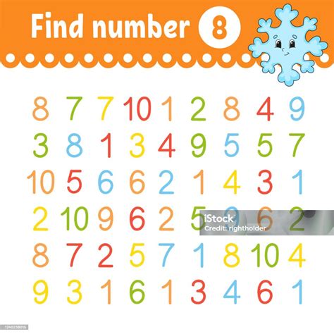 번호를 찾습니다 교육 개발 워크 시트 액티비티 페이지 어린이를위한 게임 색상 격리 벡터 그림입니다 재미있는 캐릭터 만화 스타일입니다 개념에 대한 스톡 벡터 아트 및 기타