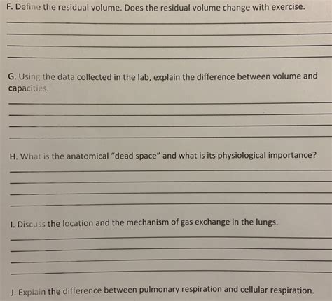 Solved F Define The Residual Volume Does The Residual Chegg Com