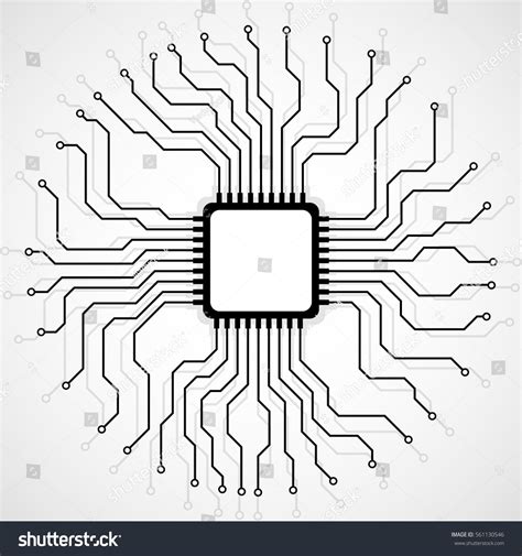cpu microprocessor microchip circuit board vector stock vector