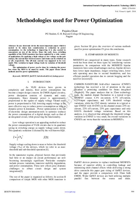 Pdf Ijert Methodologies Used For Power Optimization Ijert Journal