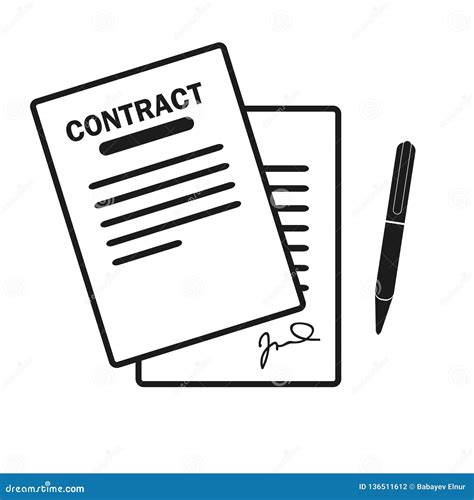 The Contract Icon Agreement And Signature Pact Accord Convention Symbol Stock Vector