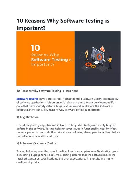 10 Reasons Why Software Testing Is Important Pdf Operating Systems Computer Software And