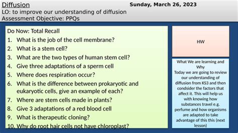 Lesson Aqa Gcse Diffusion Biology Teaching Resources