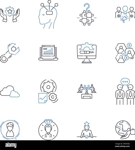 Convergence Line Icons Collection Integration Unification Synergy Blending Fusion Merging