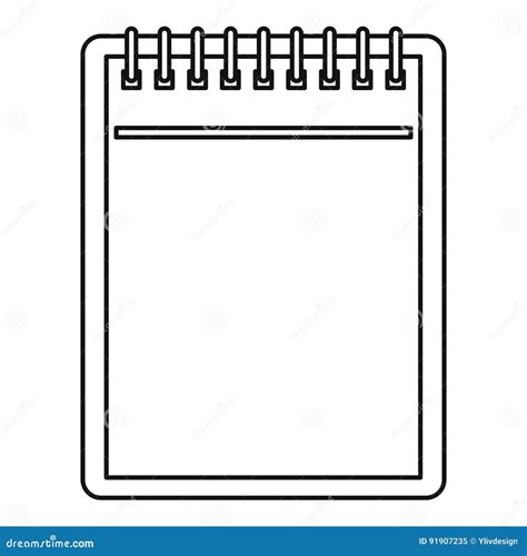 Blank Spiral Notepad Icon Outline Stock Vector Illustration Of Empty Isolated 91907235