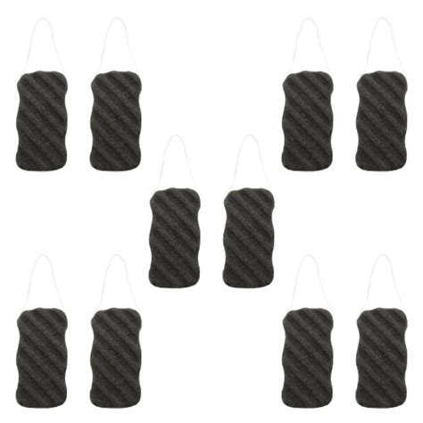 10x Konjac Sponge Set With Activated Bamboo Charcoal Body And Facial Sponge Deep Cleansing