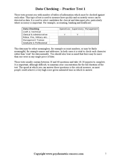Data Checking Practice Test 1 Pdf Accuracy And Precision Psychology