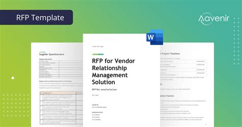 Rfp For Vendor Relationship Management Solution Aavenir