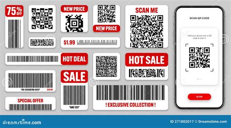 Set Of Product Barcodes And QR Codes Identification Tracking Code Serial Number Product ID
