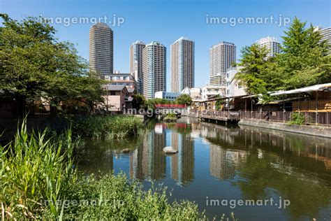 夏の東京都中央区佃島の風景 佃船溜と佃小橋の写真素材 225303514 イメージマート