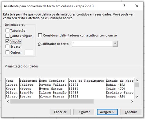 Texto Para Colunas No Excel Separando Textos Em Colunas