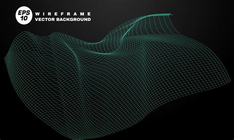 Stock Illustration Abstract Wireframe Background Vector Grid Digital Cyberspace Landscape
