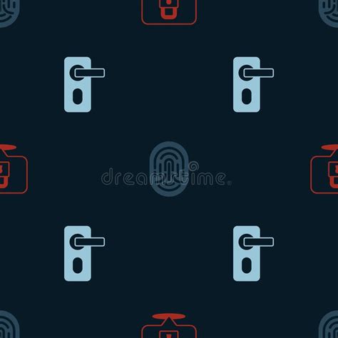 Set Lock Fingerprint And Door Lock On Seamless Pattern Vector Stock Vector Illustration Of