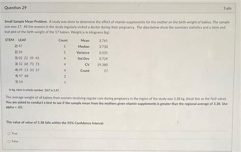 Solved Small Sample Mean Problem A Study Was Done To