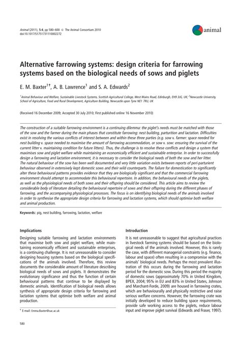Pdf Alternative Farrowing Systems Design Criteria For Farrowing