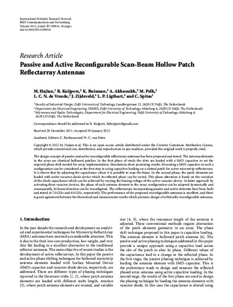 Pdf Passive And Active Reconfigurable Scan Beam Hollow Patch