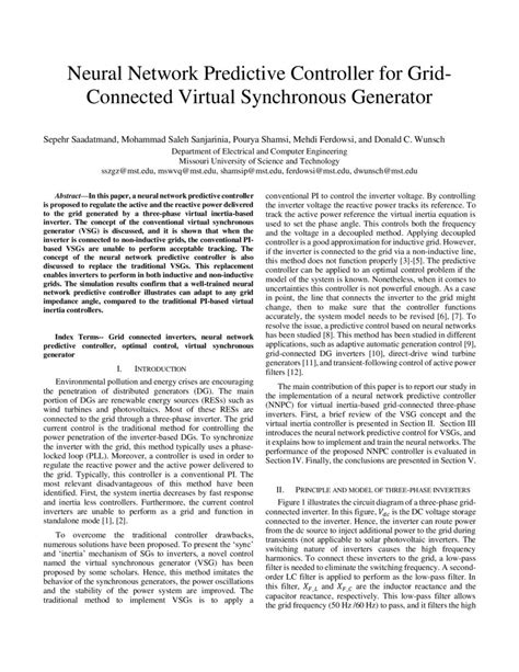 Neural Network Predictive Controller For Grid Connected Virtual Synchronous Generator Deepai