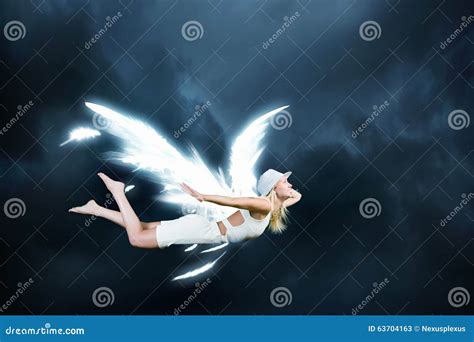 Angel Girl Flying High Stock Image Image Of Drawing 63704163