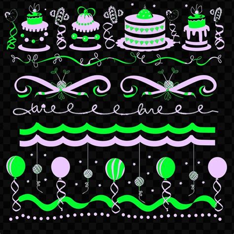 Premium Psd Birthday String Borderlines Design With Cake Motifs And