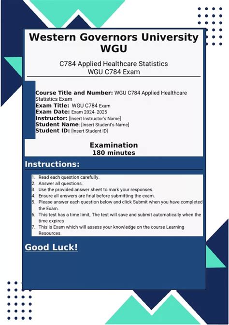 C784 Applied Healthcare Statistics Wgu C784 Statistics For Healthcare Pre Assessment Exam Review