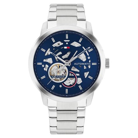 Buy Online Tommy Hilfiger Automatic Blue Dial Silver Color Stainless