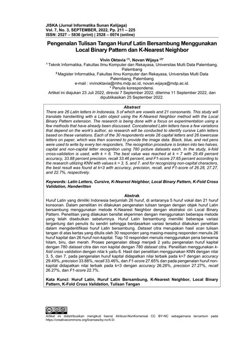 Pdf Pengenalan Tulisan Tangan Huruf Latin Bersambung Menggunakan