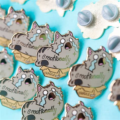 Emotionally Fragile Maine Coon Cat Enamel Pin Flair Fighter